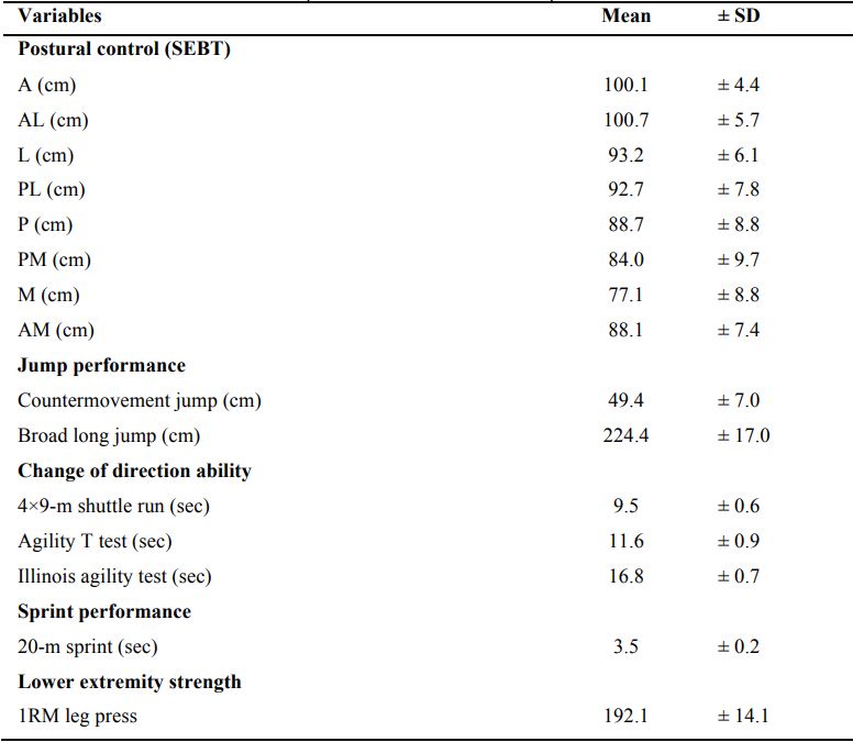 Relationship between test of postural control and strength and ability ...