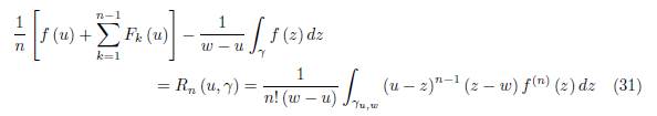 An identity of Fink type for the integral of analytic complex functions ...