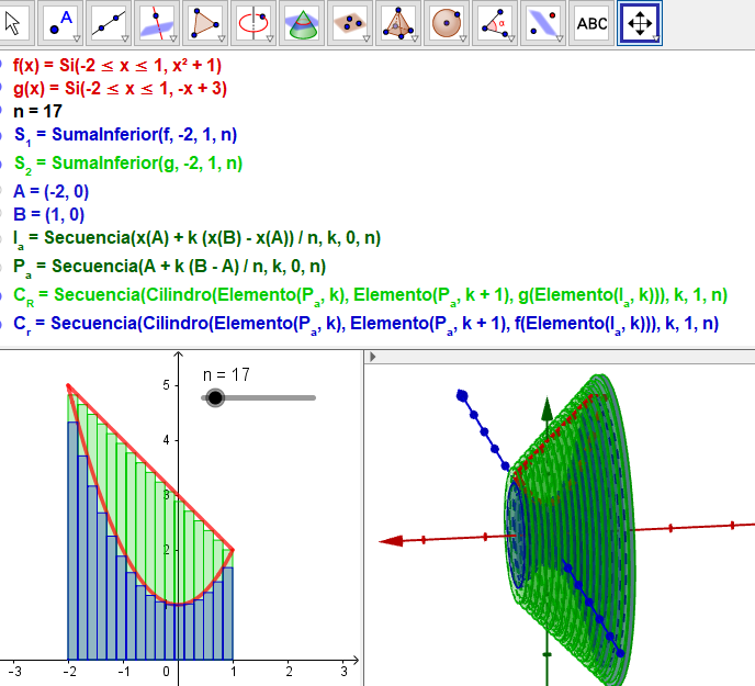 Sólidos de Revolución y suma de Riemann en GeoGebra